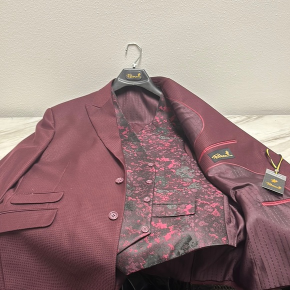 Falcone | Suits & Blazers | Paul Andrew Burgundy Suit With Vest | Poshmark